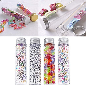 24 Pcs 50ml Flat-Bottomed Transparent Test Tube with Aluminum Screw Caps,Non-breakable Clear Plastic Organizer with Leak-proof Lids,Plastic Storage Tubes for Candy,Bath Salt,Granules and Liquids