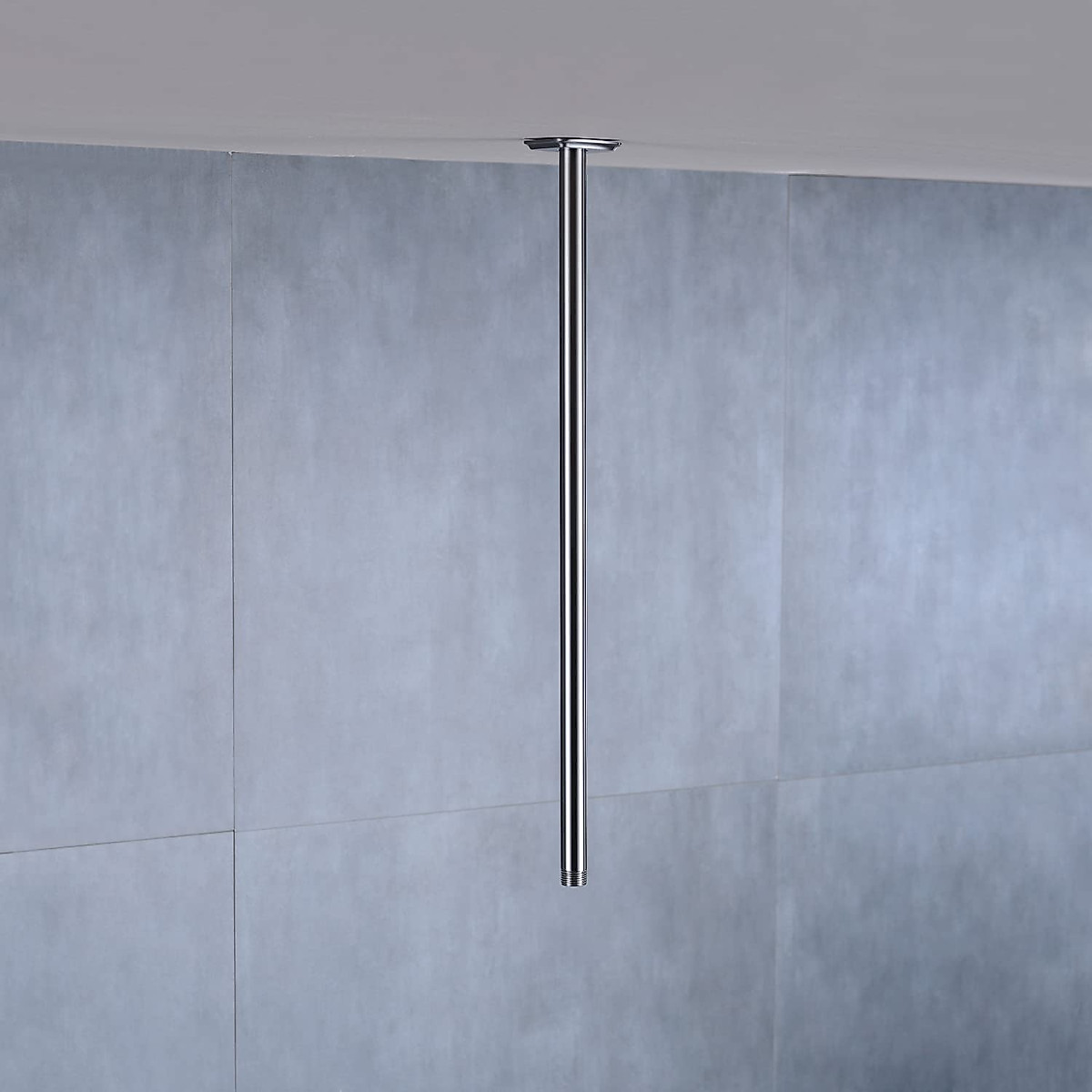 Shower Arm with Flange 22.3 Inch Stainless Steel Ceiling Mounted Shower Arm Rainfall Shower Head Extension Pipe, NPT 1/2 to IPS 1/2,Brushed Nickel