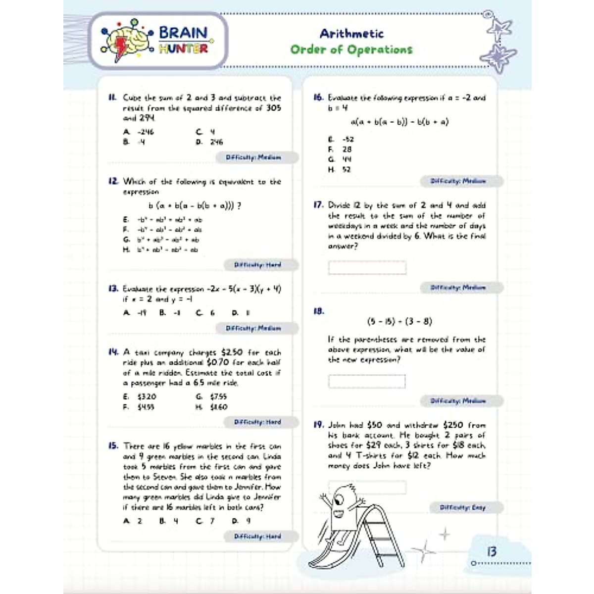 Math Practice Workbook Grades 6-8: 1000+ Questions You Need to Kill in Middle School by Brain Hunter Prep (Arithmetic, Algebra, Geometry, Measurement, ... more in Kill It Series by Brain Hunter Prep)