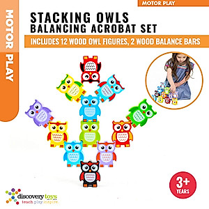 Discovery Toys Stacking Owls Wood Balancing Acrobat Set | Kid-Powered Learning | STEM Toy Early Childhood Development 3 Years and Up
