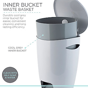 Bath Bliss 5 Liter Step Pedal Trash Bin | Soft Close Lid | Hands Free | Small Waste Basket | Garbage Can | Contemporary Design | Bathroom | Office | Dorm | White