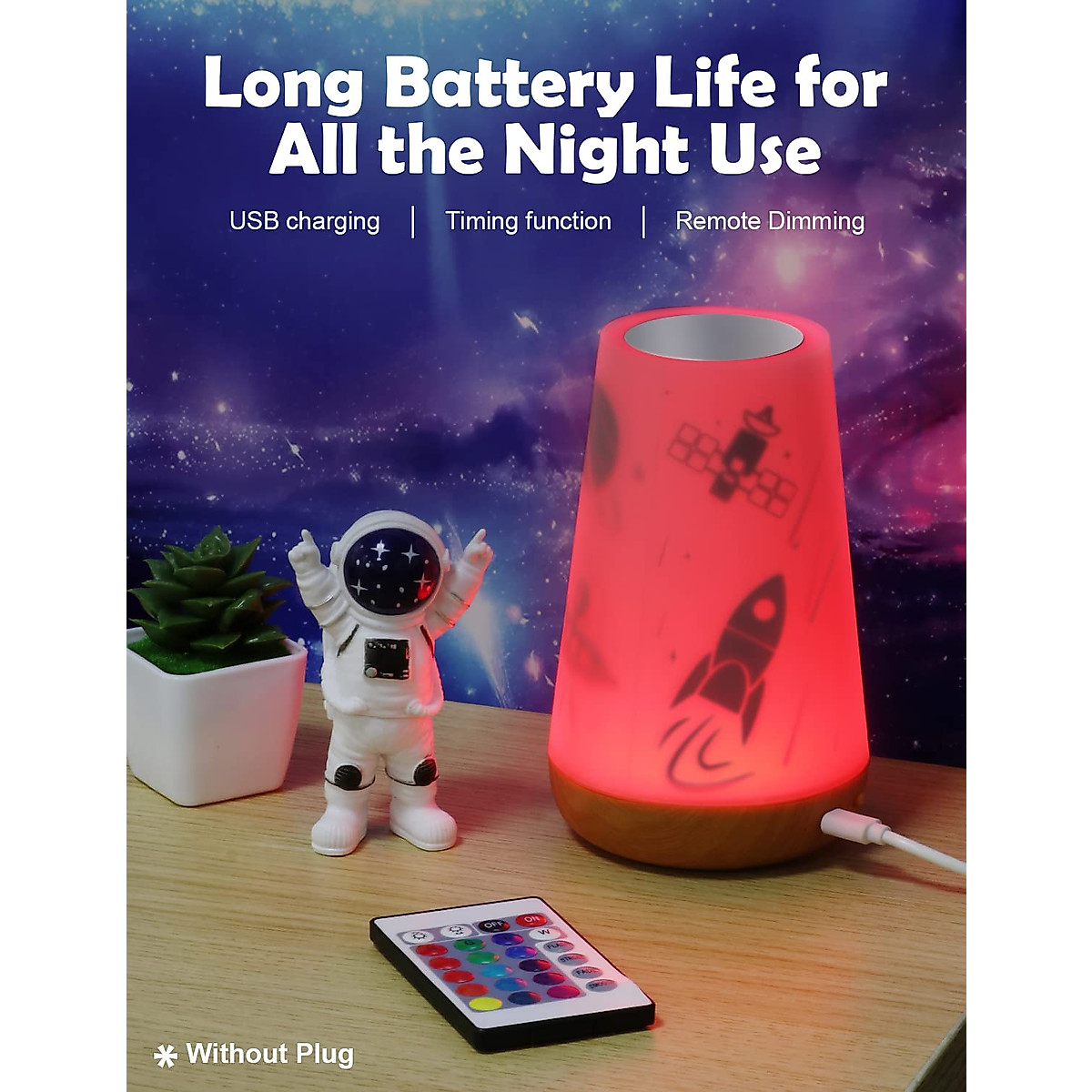 Mostof Space Astronaut Touch Night Light with Remote for Girls Baby Kids Bedroom (Spaceman)