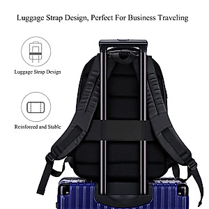 Vaupan Laptop Backpack, Business Travel Backpack with USB Charging Port, Durable Water Resistant College Bookbag Computer Bag Gifts for Men & Women Fits 15.6 Inch Notebook (Black)