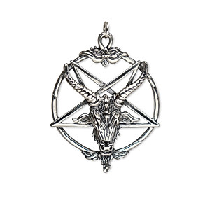 Real Metal Sterling Silver Baphomet Satanic Goat Head Inverted Pentacle Pentagram Pendant