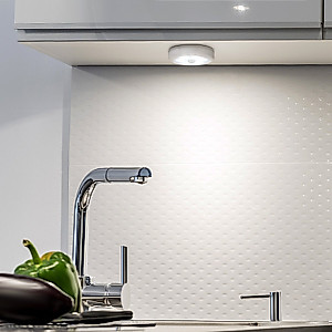 AMIR Upgraded Motion Sensor Light, Cordless Battery-Powered LED Night Light, Stick-Anywhere Closet Light Stair Lights, Wall Lights for Hallway, Bedroom, Kitchen (White - Pack of 6)