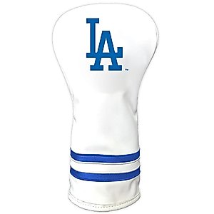 Team Golf MLB Los Angeles Dodgers White Vintage Driver Head Cover White Vintage Driver Golf Club Headcover, Form Fitting Design, Retro Design