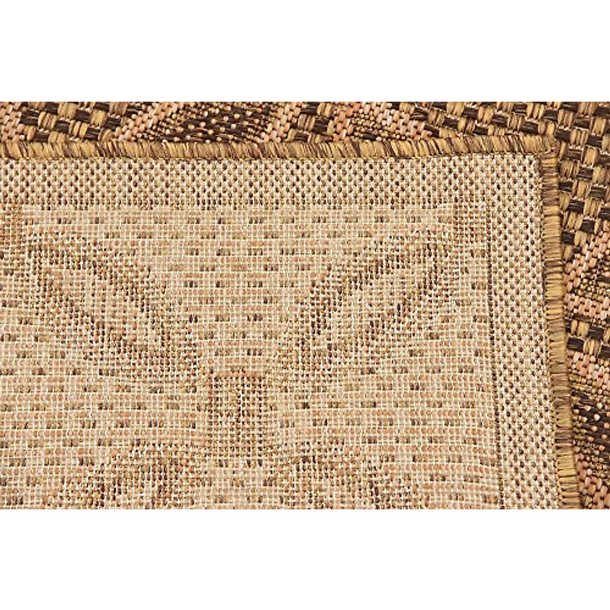 Unique Loom Outdoor Trellis Collection Area Rug - Spiral (2' 2" x 6' 1" Runner, Light Brown/ Brown)