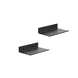Z metnal Small Floating Shelves, Mini Display Metal Shelf for Collection, Decor Lack Wall Shelf, Utility Shelves,Aluminum, Wall Mounted, Matt Black, 8 inch, 2 Pack