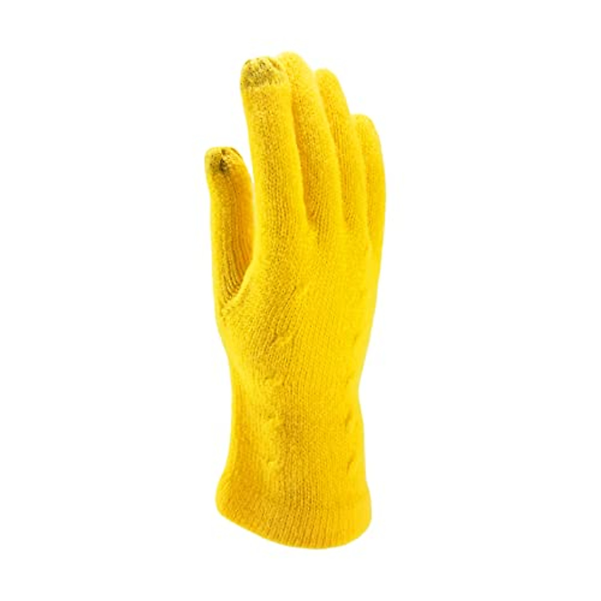 BRUCERIVER Women's Knit Scarf & Glove Set Touchscreen Function Cashmere Feel Cable Design (Lemon Yellow)