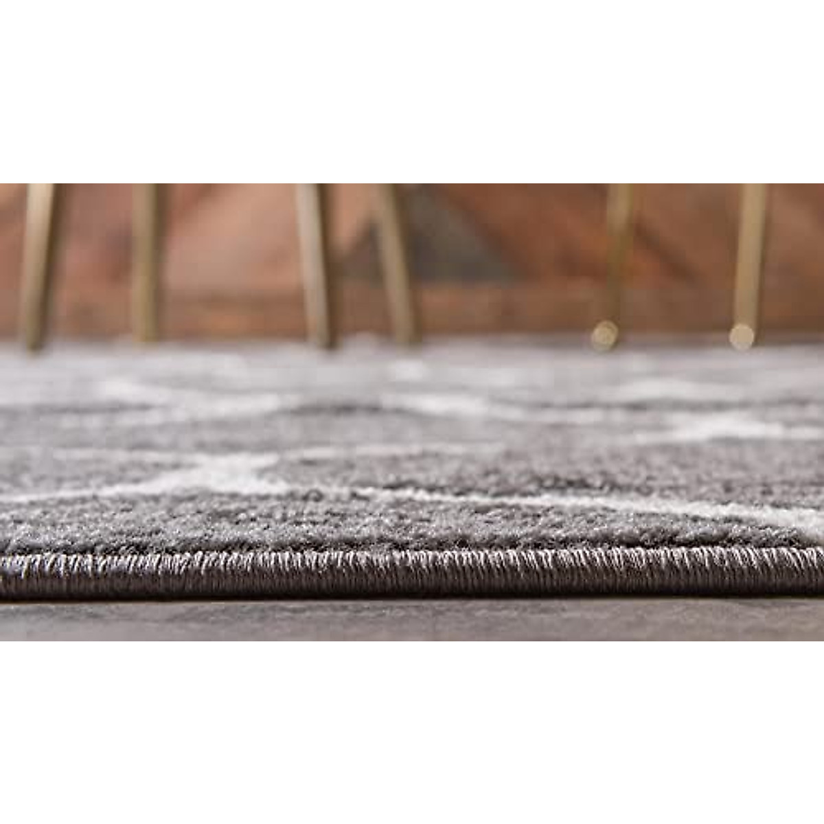 Unique Loom Trellis Frieze Collection Area Rug - Rounded (4' 1" x 6' 1", Dark Gray/ Ivory)