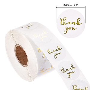 MECCANIXITY Thank You Stickers Roll 1 Inch 500 Pieces Labels White for Envelope, Package, Cake Box, Small Business, Wedding, Party