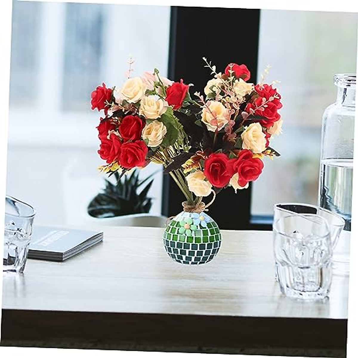 3 Sets mosaic vase mosaic stones bulk mosaic glass home water vase DIY floral vase glass craft tile glass vase eclectic decor hand vase caulk glass bottle dining table parent-child