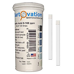 Peracetic Acid Test Strips, 0-160 ppm [Vial of 100 Strips]