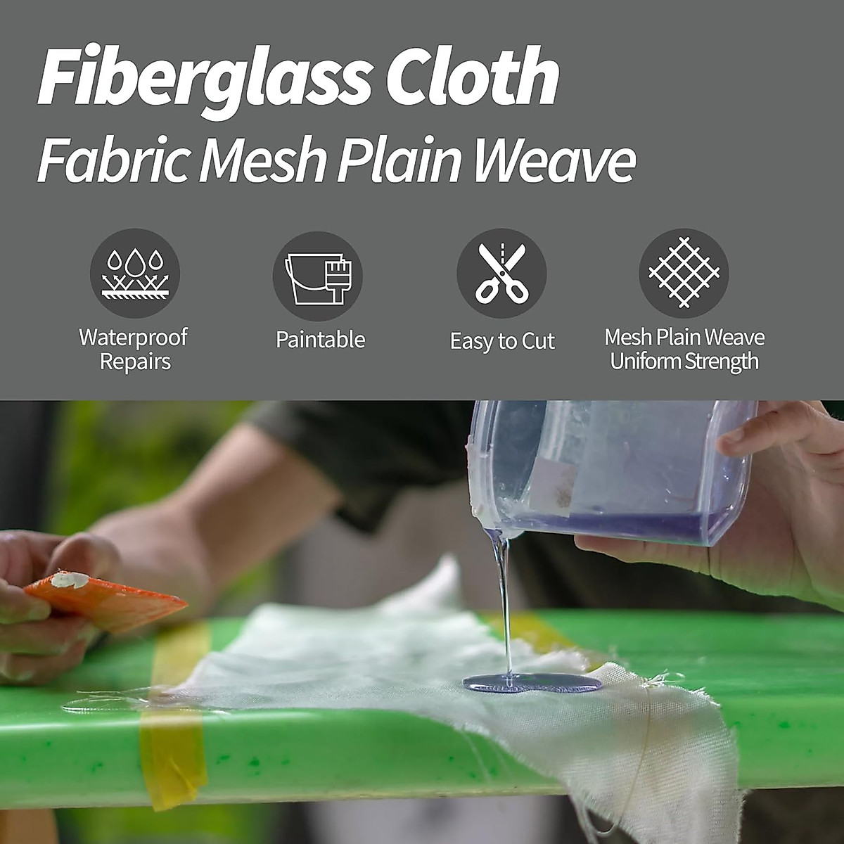 Fiberglass Cloth, 4 oz. 50" Wide X 3.3 Yards,Plain Weave Fiberglass Fabric