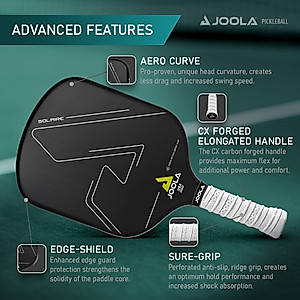 JOOLA Solaire Professional Pickleball Paddle with Carbon Friction Surface - Ideal Combination of Spin, Power, & Control - Pickleball Racket with Reactive Polypropylene Honeycomb Core 14mm