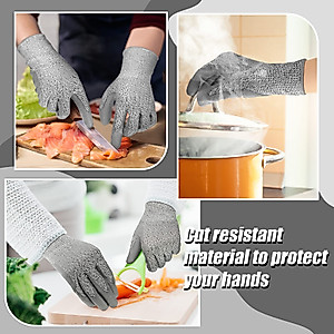 Janmercy Level 5 Cut Resistant Gloves, 6 Count, Grey, Unisex, Protective Glove