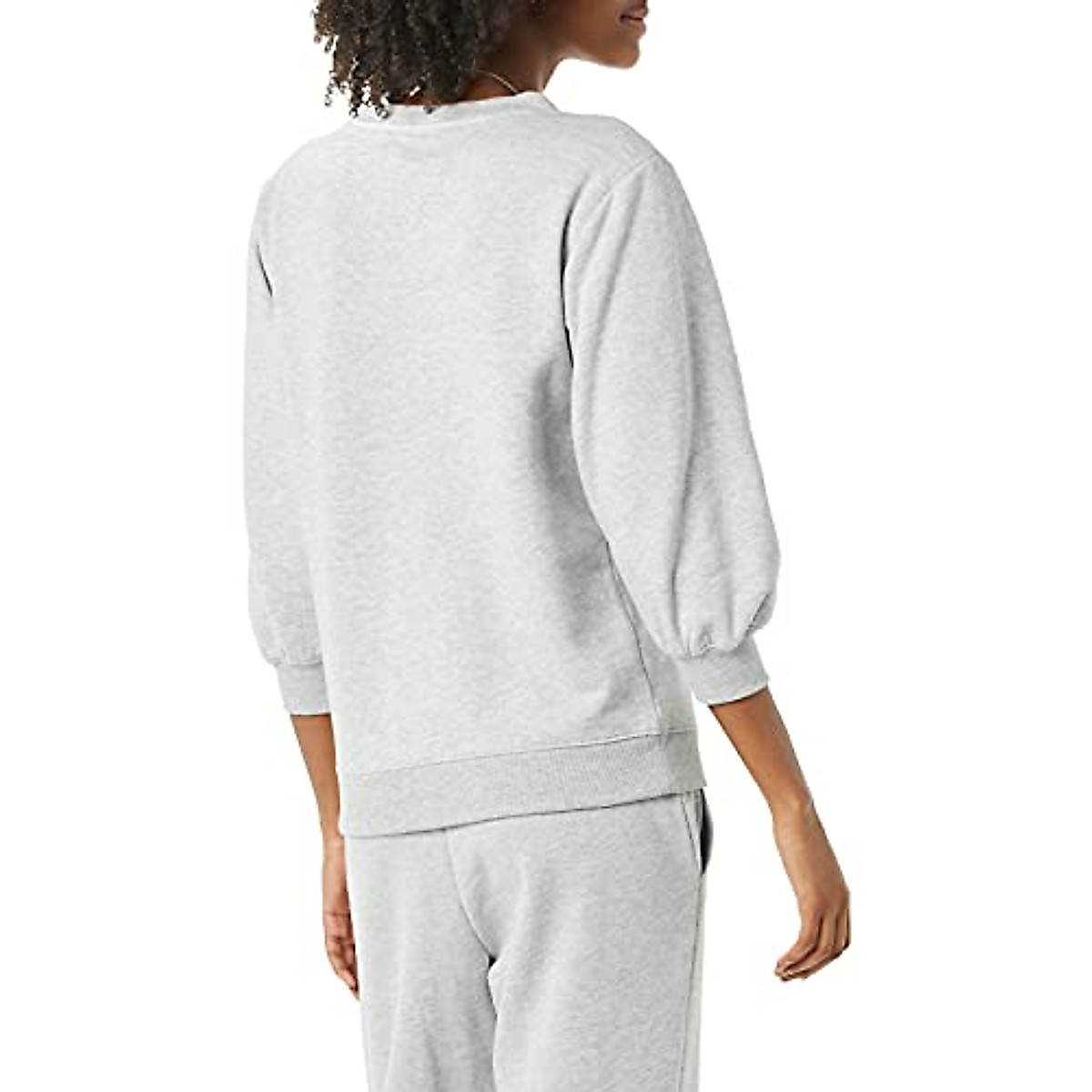 Amazon Essentials Women's Fleece Sleeve Detail Crewneck Sweatshirt, Grey Heather, X-Large