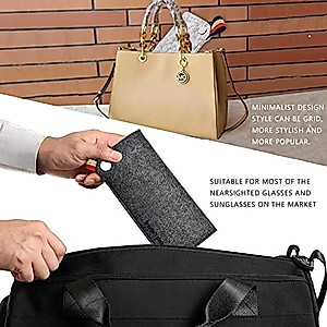 Yonput 2 PCS Thickened Felt Sunglasses Case Portable Eyeglasses Pouch Glasses Bag, Soft Felt Slip-in Pouch Case for Women Men (Black & Gray)