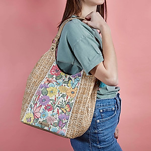 Sakroots Roma Straw Shopper, Petal Pink Flower Blossom
