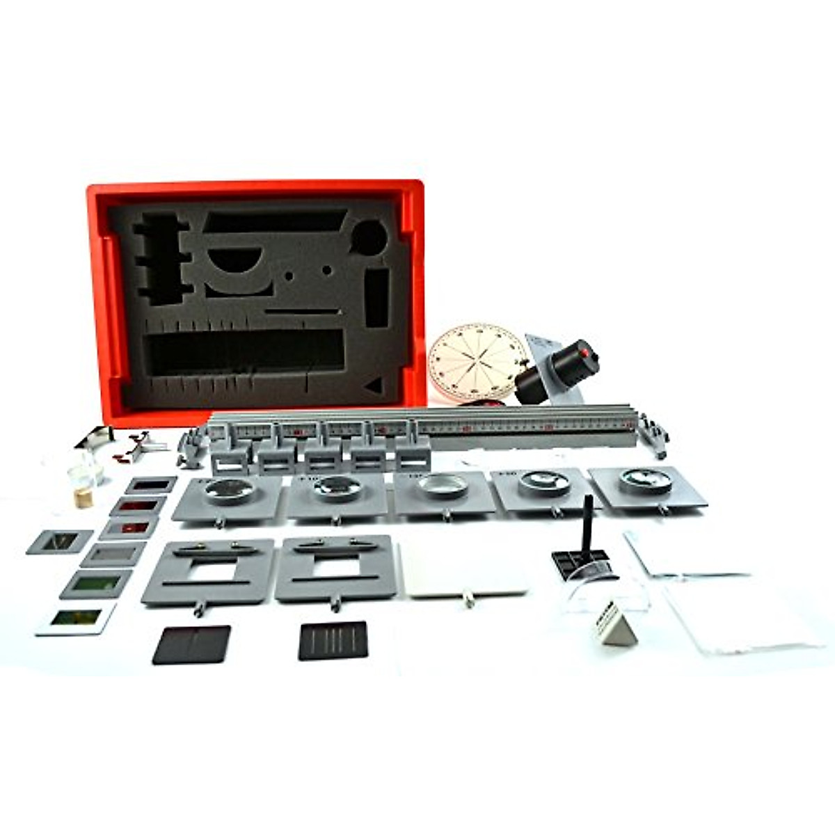 Eisco Labs Complete Optical Bench and Attachment Set, with 20 Lab Activities