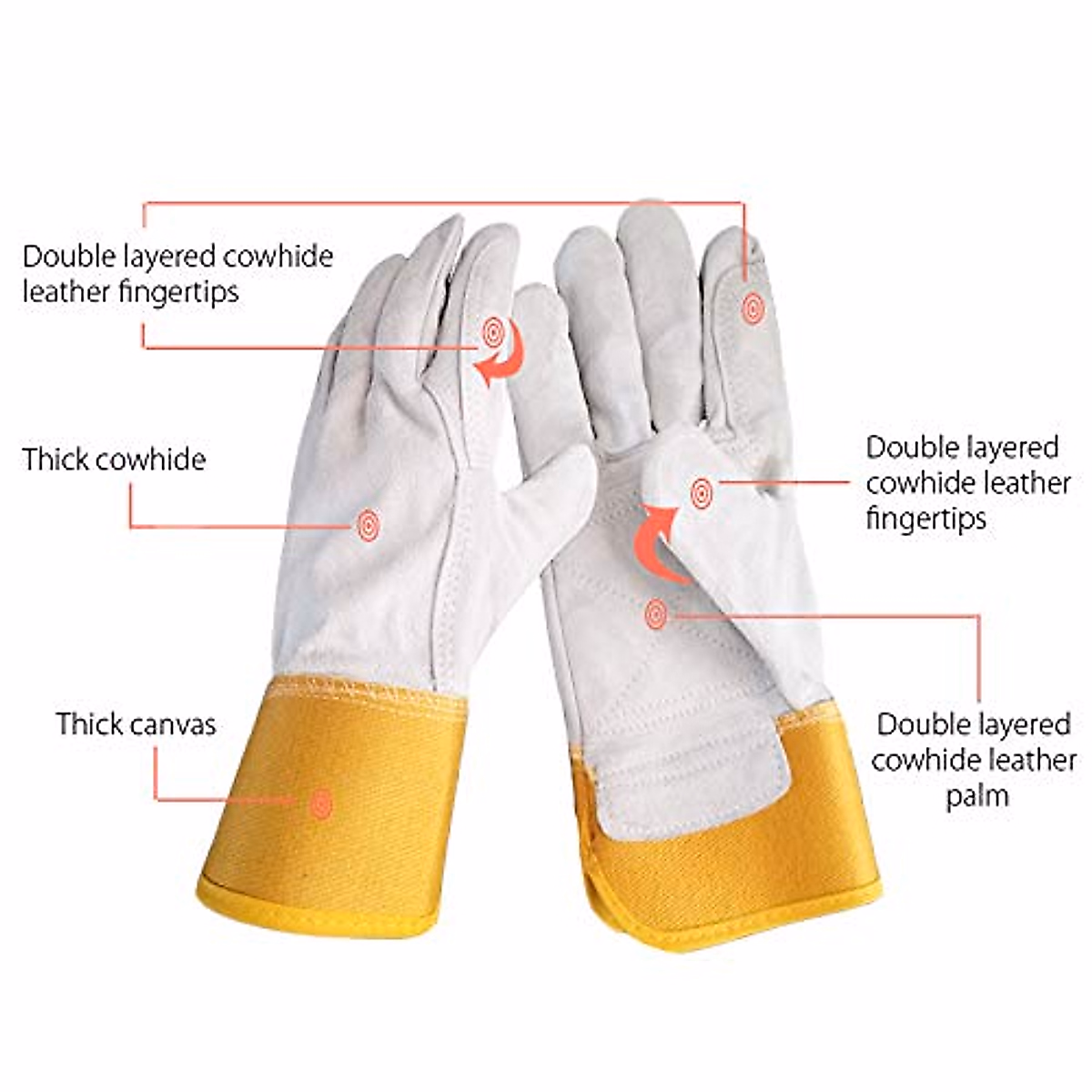 WINGOFFLY Thornproof Cowhide Leather Gardening Gloves Rose Pruning Planting Working Gloves