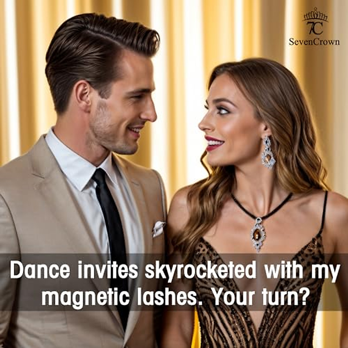 3D Magnetic Eyelashes with Eyeliner Kit - SevenCrown Magnetic Lashes Natural Looking with Upgraded 4 Tubes of Magnetic Liner Waterproof, Long Lasting,10 Pairs Reusable False Eyelashes Easy to Apply.