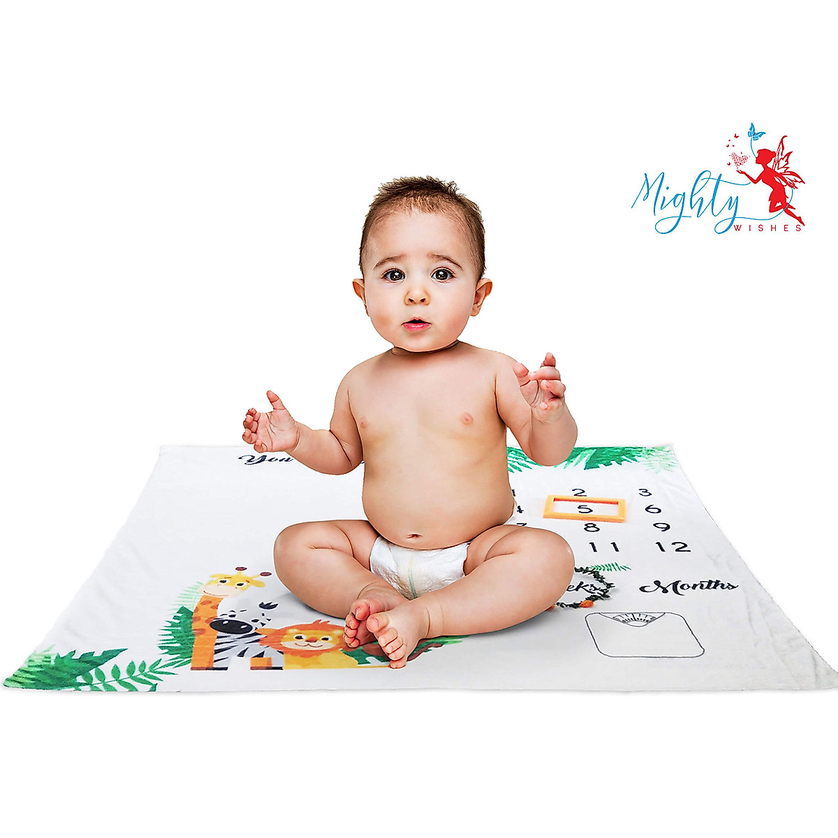 Monthly Baby Milestone Blanket - Double Sided Soft & Smooth Fleece | Baby Milestone Blanket Boys & Girls | Baby Photo Props with Frame & Leaf Wreath |