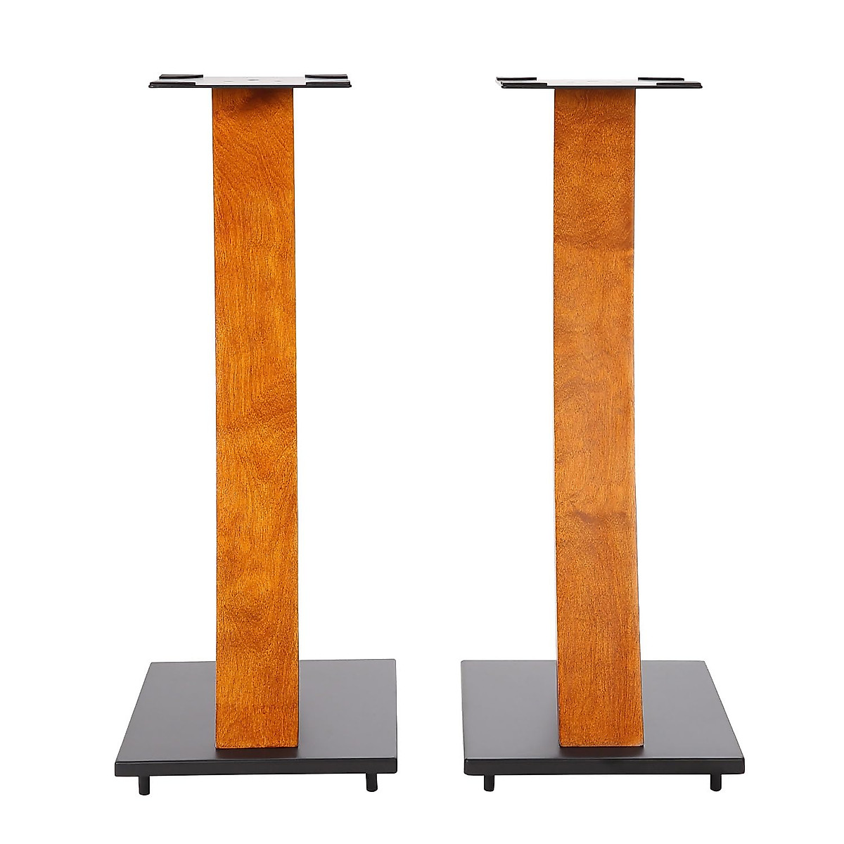 EXIMUS One Pair Fixed Height Universal Speaker Floor Stands with Real Wood - 290 Series (EX-290FW)