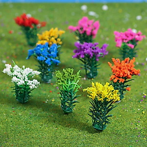 Yetaha 50Pcs Mini Colorful Flower Clusters, Miniature Flower Vegetation Groups Static Scenery Model for DIY Craft Train Landscape Railroad Scenery Sand Military Layout Model War Gaming Terrain