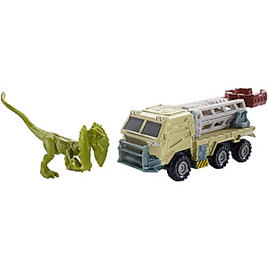 MATCHBOX JURASSIC WORLD DINO TRANSPORTERS DILOPHO-LOADER Vehicle and figure