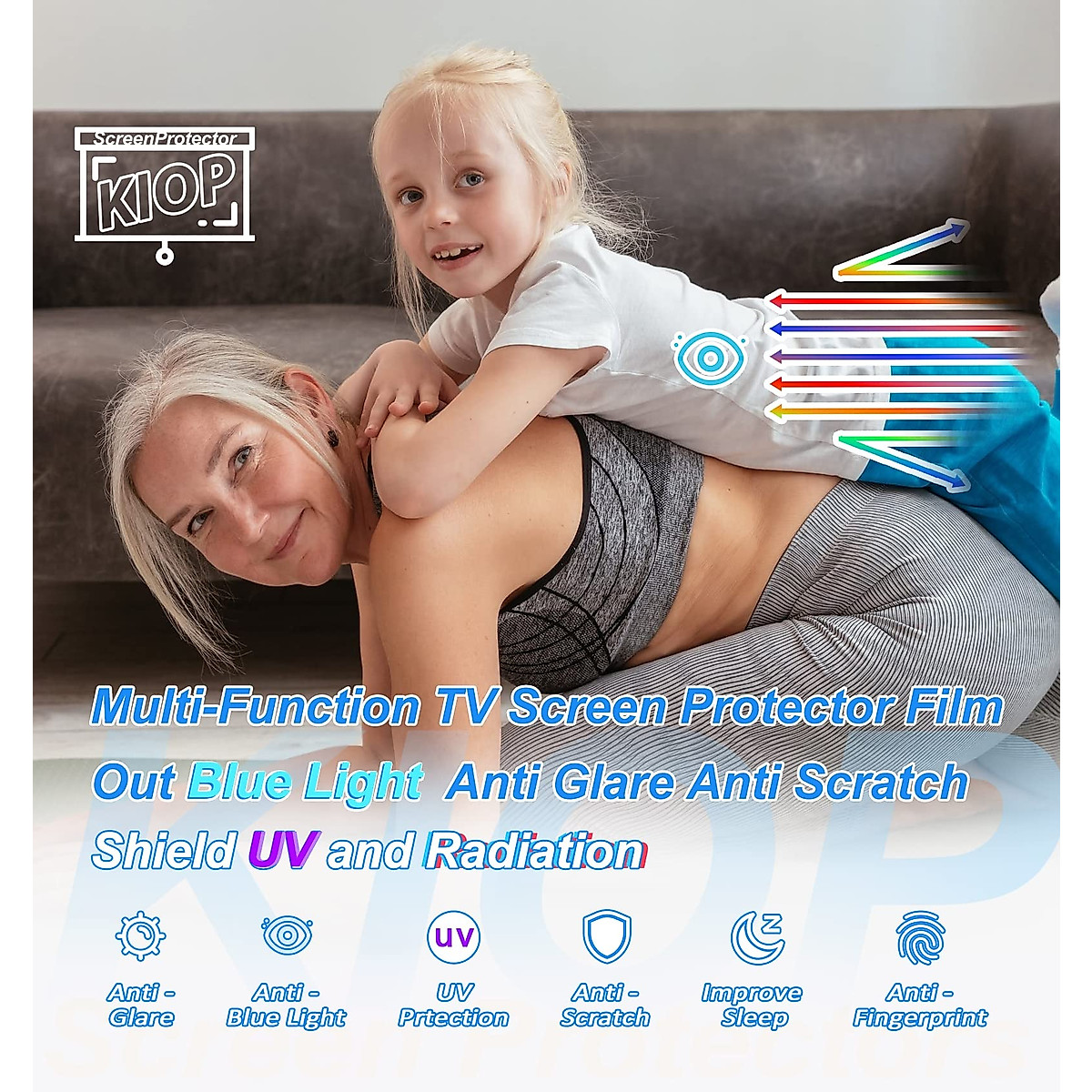 KIOP Anti Glare Out Blue Light and UV Anti Scratch TV Screen Protector for 65 Inch Multi-Function Matte Filter,65" L31.65*W56.25