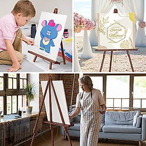 abitcha Art Easel Wooden Stand - 63" Tripod Display Artist Wood Easel - Adjustable Floor Stand for Wedding Welcome Sign, Painting, Drawing Board, Display Show - Brown