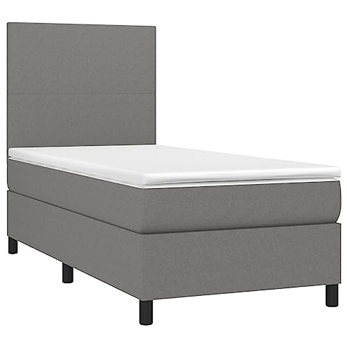 vidaXL Bed Frame, Box Spring Bed Single Platform Bed with Mattress, Bed Frame Mattress Foundation with Headboard for Bedroom, Dark Gray Twin XL Fabric