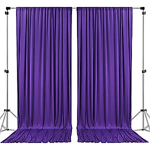 AK TRADING CO. 10 feet x 10 feet Purple Polyester Backdrop Drapes Curtains Panels with Rod Pockets - Wedding Ceremony Party Home Window Decorations (DRAPE-5x10-PURPLE)