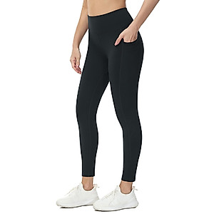 BALEAF Fleece Lined Leggings Women Water Resistant 25" Petite Winter Warm Legging Thermal Running Tights Yoga Hiking Pants Black S