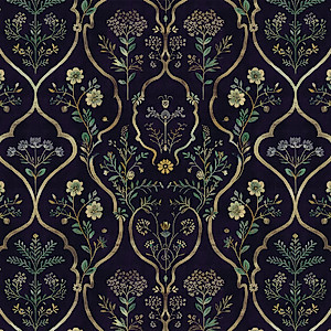 Jeweluck Floral Peel and Stick Wallpaper Vintage Floral Contact Paper 15.7inchx118.1inch Boho Floral Wallpaper Contact Paper Peel and Stick Removable Self Adhesive Wallpaper for Bedroom Decorative