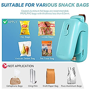Mini Bag Sealer, ROMSTO Handheld Heat Vacuum Sealer, 2 in 1 Heat Sealer and Cutter with Lanyard, Portable Bag Resealer Machine for Plastic Bags Food Storage Snacks Freshness (2xAA Batteries Included)