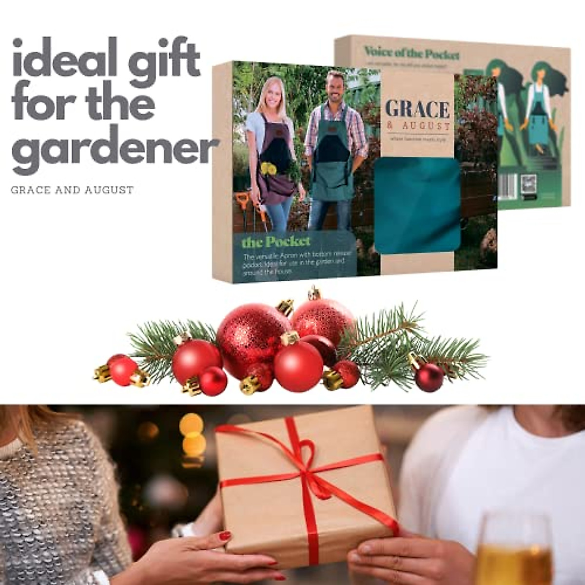 Grace and August Garden apron - Gift the ultimate gardening tool -100% Natural Canvas gardening apron for women with pockets (Coriander)