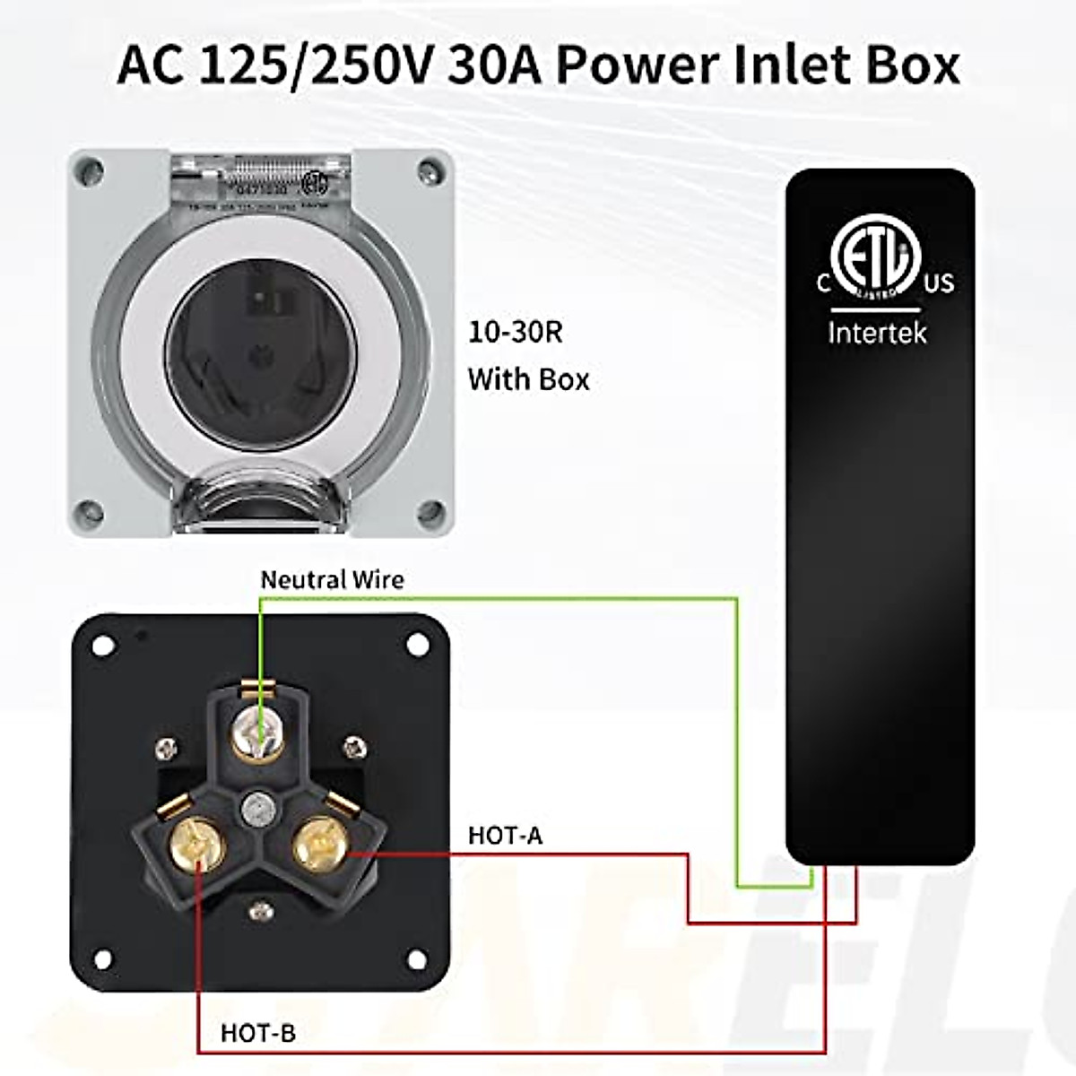 STARELO 30Amp Power Outlet Box,NEMA 10-30R Receptacle 125/250Volt,Outdoor dustproof and Weatherproof.No Grounding, Outlet for Electric Dryers, Heavy Duty Industrial Grade Power Receptacle.ETL Listed.