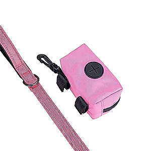 EXCELLENT ELITE SPANKER Strong Durable Nylon Dog Training Leash Traction Rope 5 Feet Long 3/4" Wide with Poop Bag Holder for Small Dogs(Pink)