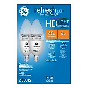 GE Lighting 234672 4W Daylight BC HD LED Light Bulb - Clear, Pack of 2