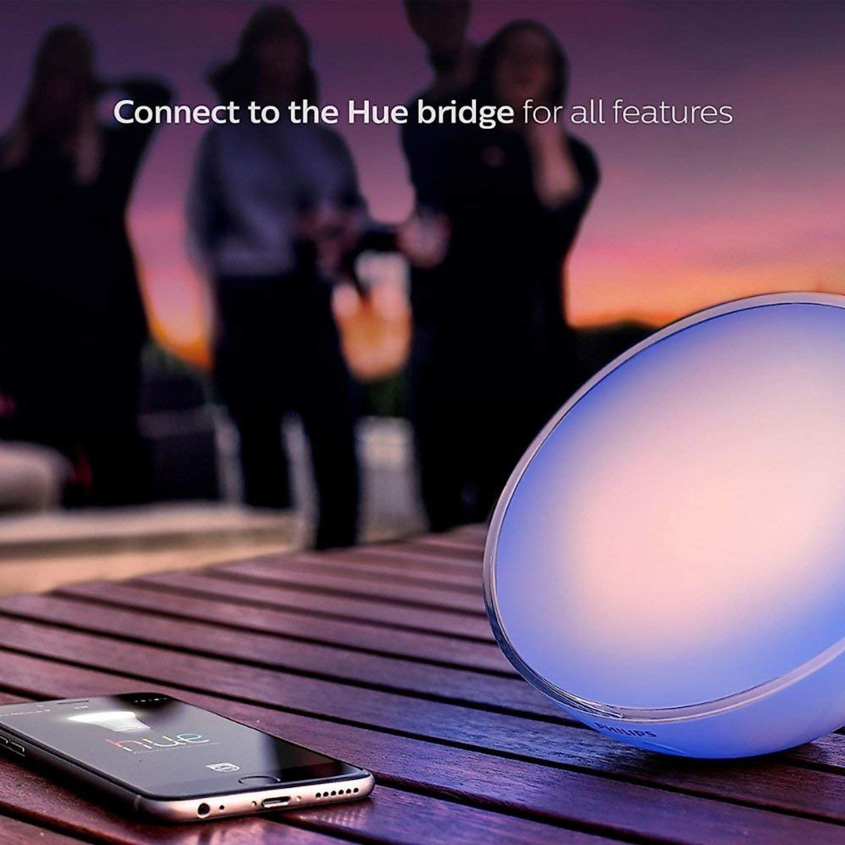 PHILIPS Hue Go White and Color Portable Dimmable LED Smart Light Table Lamp (Requires Hue Hub, Works with Alexa, HomeKit and Google Assistant), White