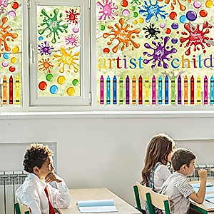 GreenPine 7 Sheets Inspirational Quotes Window Clings Stickers Every Child Is an Artist Colorful Paint Splatter Back to School Positive Sayings Home Bedroom Living Room School Classroom Nursery Playroom Decoration​