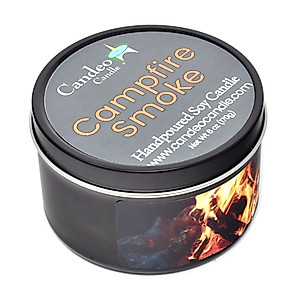 Campfire Smoke Soy Candle -Large Travel Tins, 6oz - Highly Scented - Made with Soy Wax - Handmade in The USA - Candeo Candle