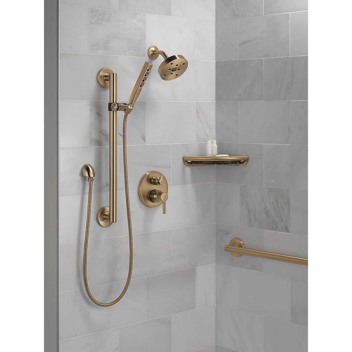 DELTA FAUCET T24859-CZ Contemporary Monitor 14 Series Valve 3-Setting Integrated Shower Trim with Diverter, Champagne Bronze