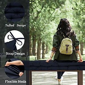 rlosqvee Outside Benches Cushion with Backrest, Thicken Waterproof Swing Cushions 2/3 Seater Replacement, Porch Swing Cushions Outdoor (Navy Blue, 40 x 60 inch)