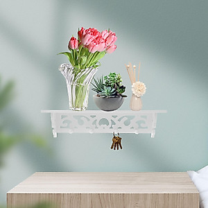 ABOOFAN Wall Mount Shelves 1pc Coat Hanger White Shelves White Shelf Wall Mounted Key Holder Hooks with Coat Hooks Floating Shelves Wall Mounted Clothing Rack with Hook PVC Hook up