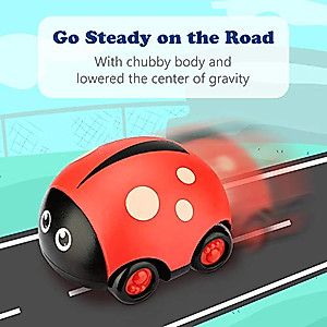 LiKee Toys Cars Friction Powered Vehicle Play Push and Go Back and Forth Car Toys Party Gifts Stocking Fillers for Toddlers Kids Boys Girls Age 3+ Years Old (4 Packs)