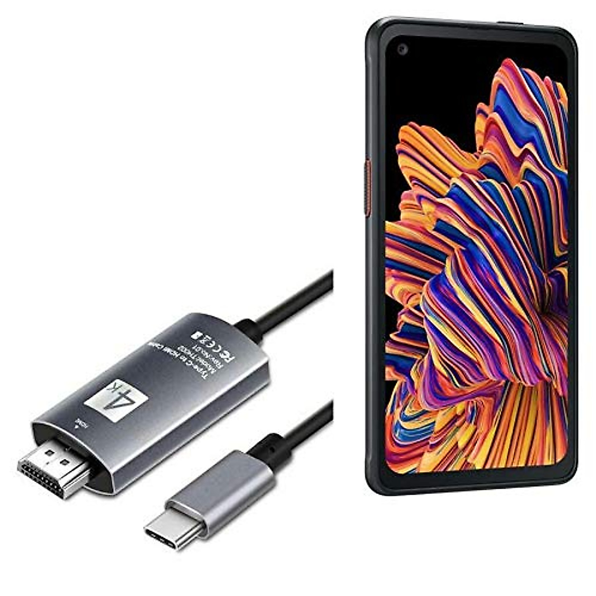 Cable for Samsung Galaxy XCover Pro (Cable by BoxWave) - SmartDisplay Cable - USB Type-C to HDMI (6 ft), USB C/HDMI Cable for Samsung Galaxy XCover Pro - Jet Black