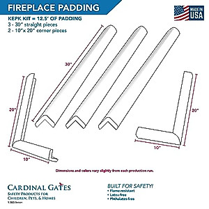 Cardinal Gates KEPK Large Hearth Pad Kit - Fireplace Baby Proofing - Adhesive Backed Fireplace Bumpers for Babies - 12.5 Feet of Padding with 3 Straight Pieces & 2 Corners - Made in The USA - Brown